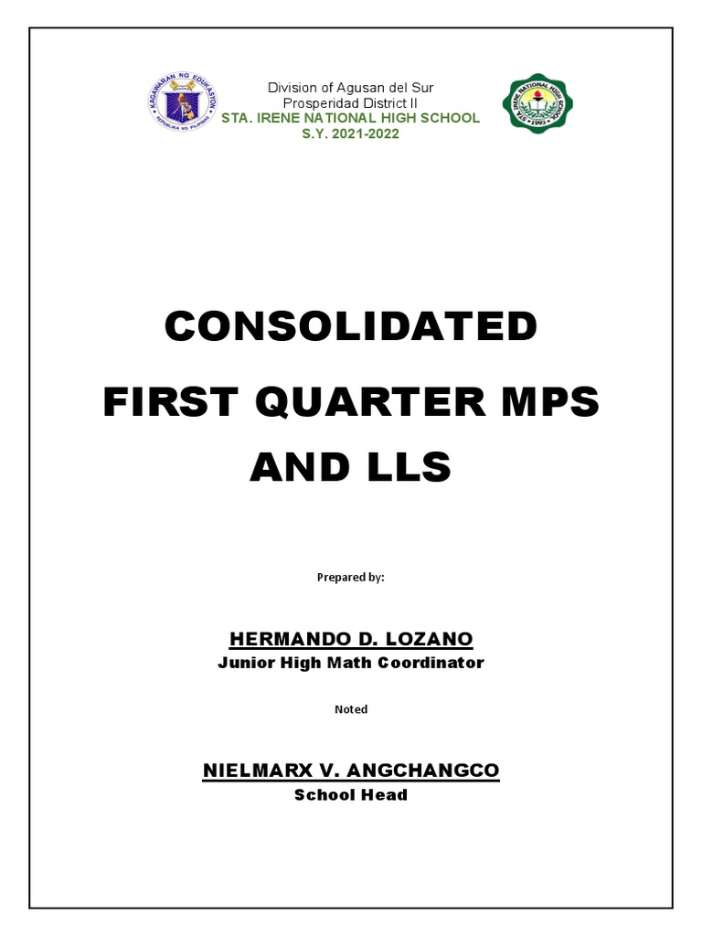 STA IRENE NHS Math MPS LLS 2021 2022 | PDF