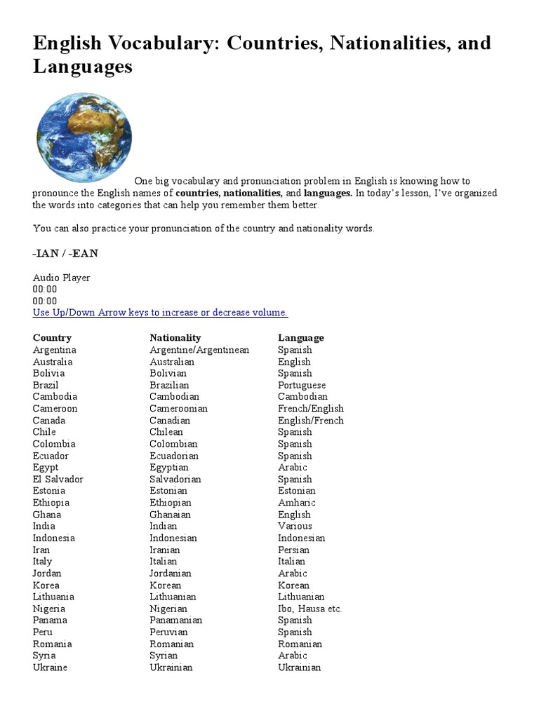 English Vocabulary | PDF | Spanish Language | Adjective