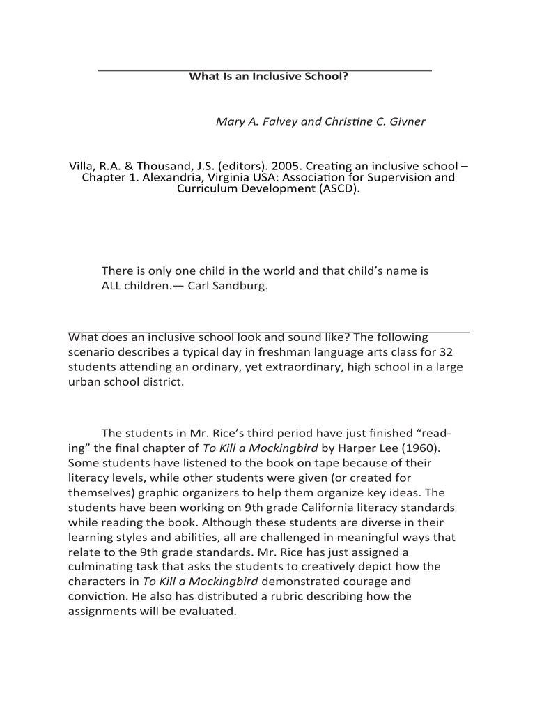 1 - What Is An Inclusive School | PDF | Inclusion (Education) | Special ...