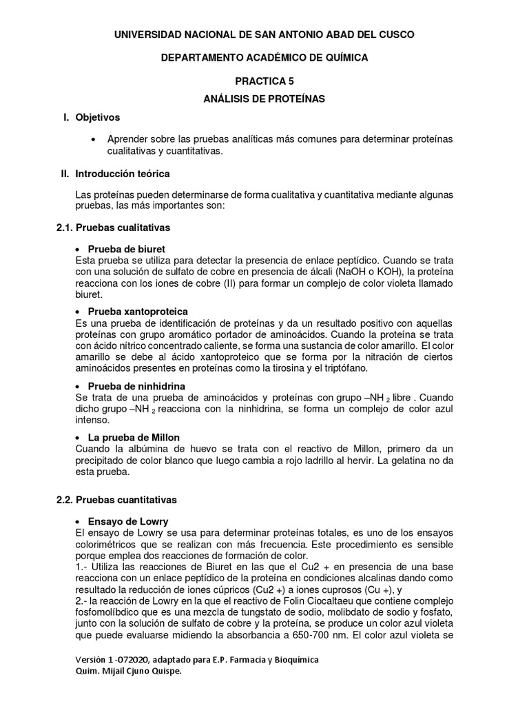 Practica 5 - Qoii - QF | PDF | Proteínas | Color