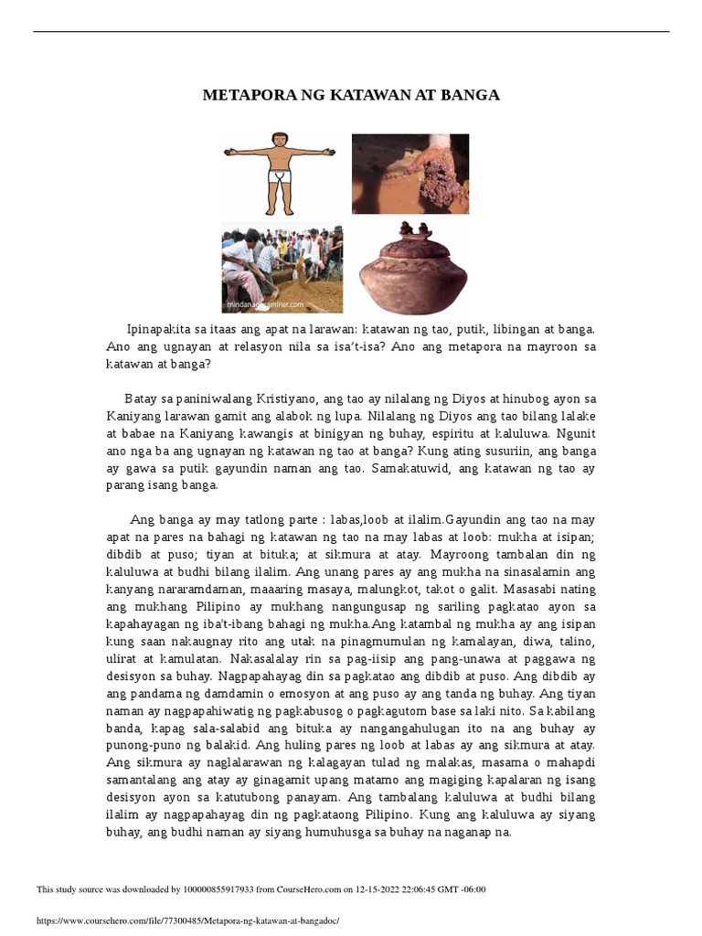 Metapora NG Katawan at Banga | PDF