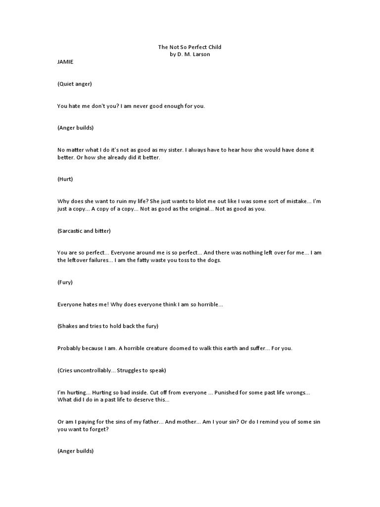 The Not So Perfect Child Monologue | PDF