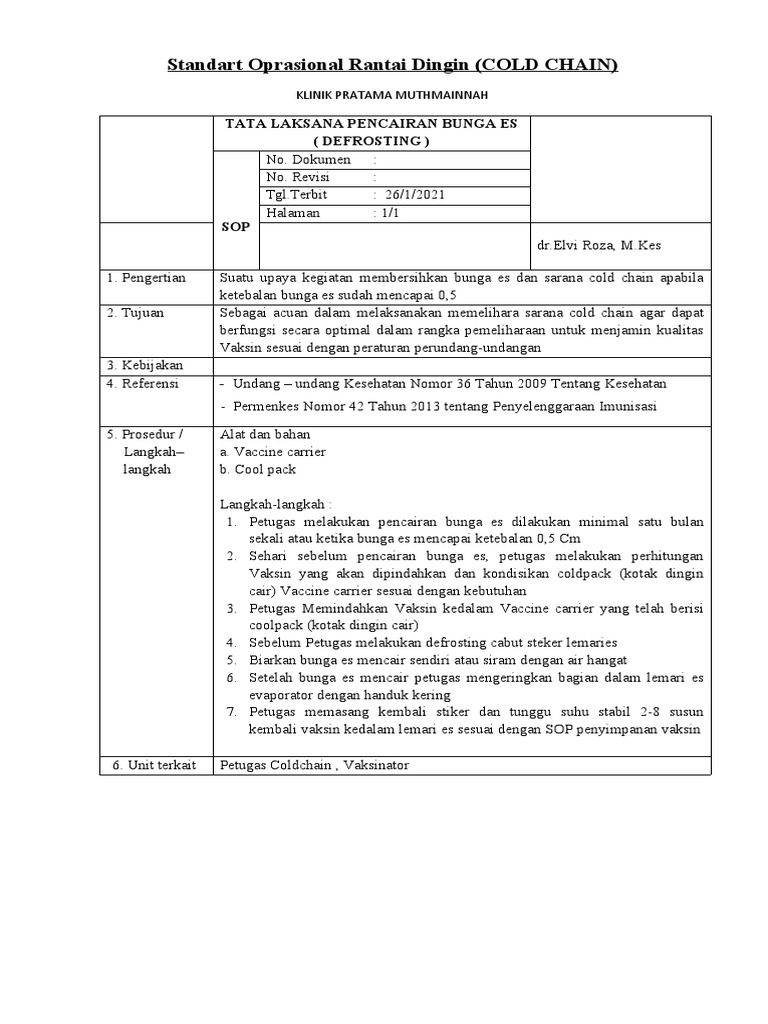 SOP Chold Chain | PDF | Pengembangan Diri | Kesehatan Holistik