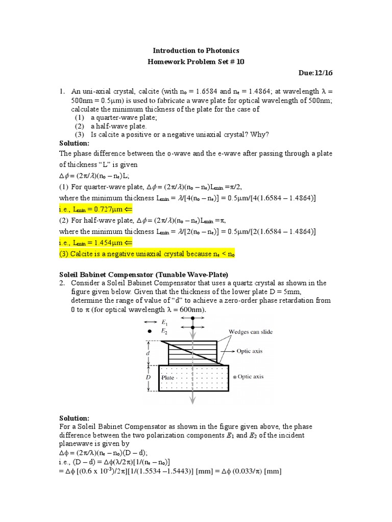 Ip21 Hw10 Sol | PDF | Polarization (Waves) | Natural Philosophy