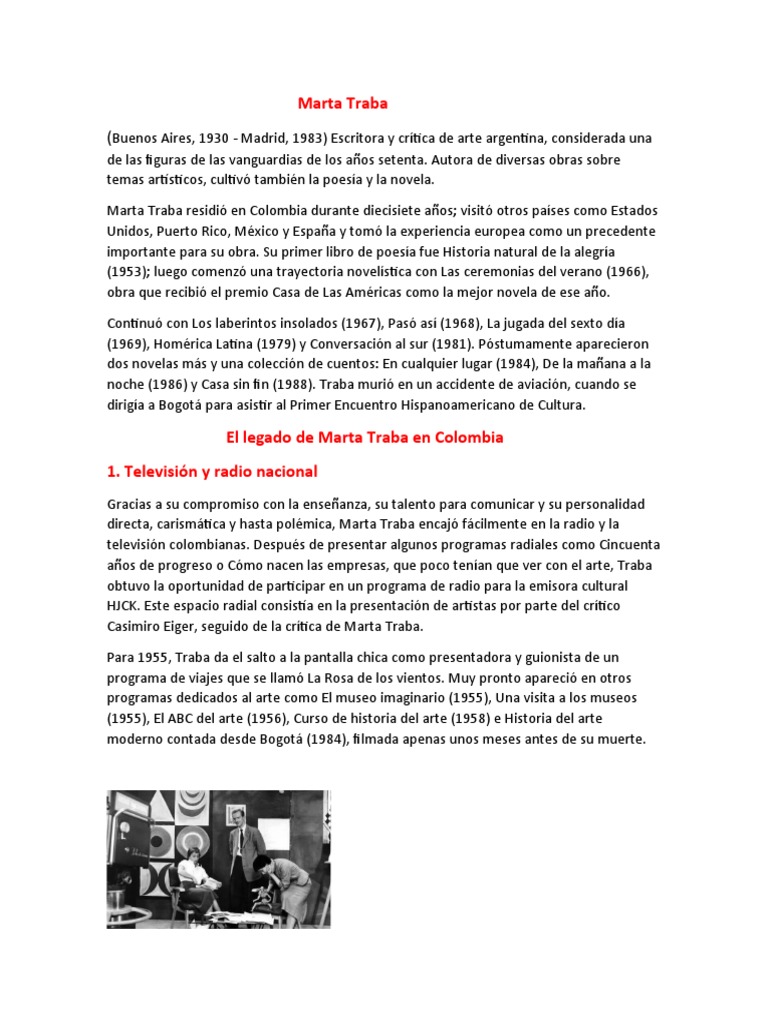 Marta Traba: Arte y Cultura en Colombia | PDF | Clásicos
