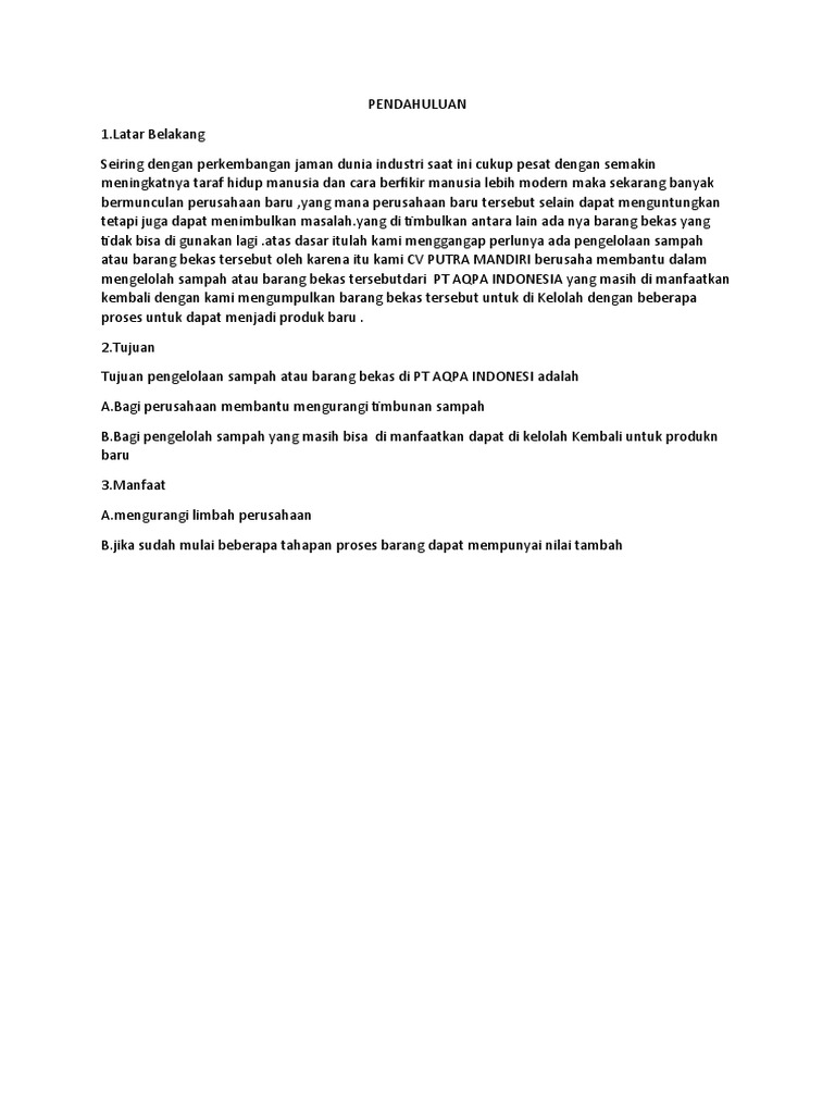 Proposal CV Putra Mandiri | PDF