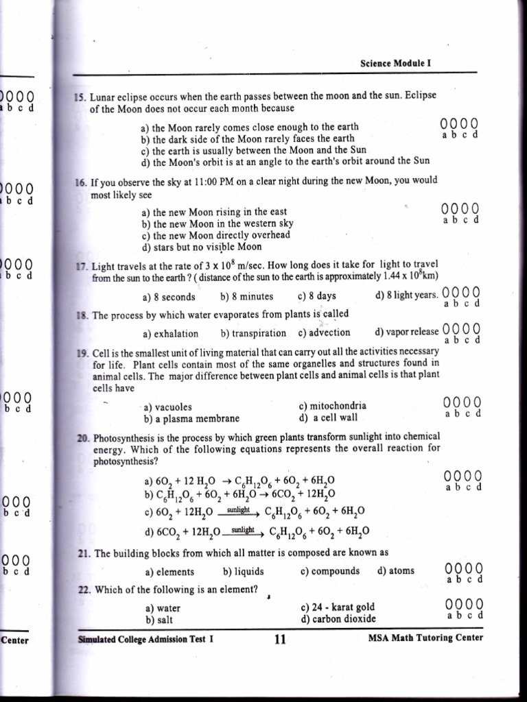 Img - 0025 MCQ Upcat Problem Msa 11 | PDF | Moon | Earth