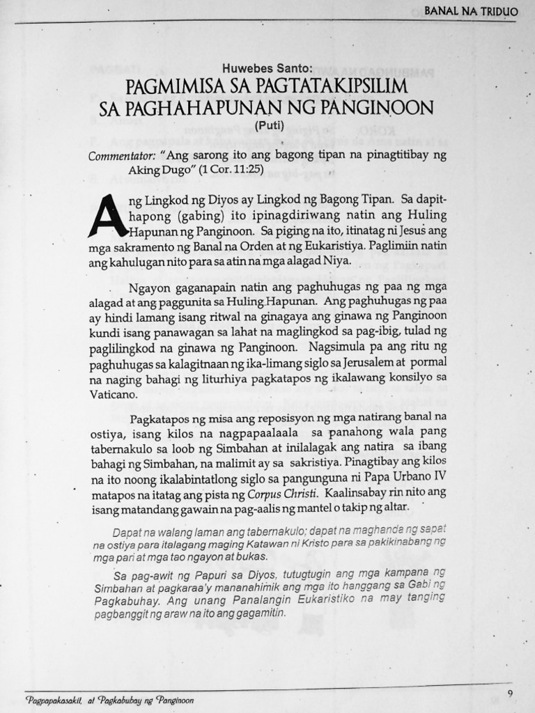 3BT - (Huwebes Santo) Pagmimisa Sa Pagtatakipsilim Sa Paghahapunan NG ...