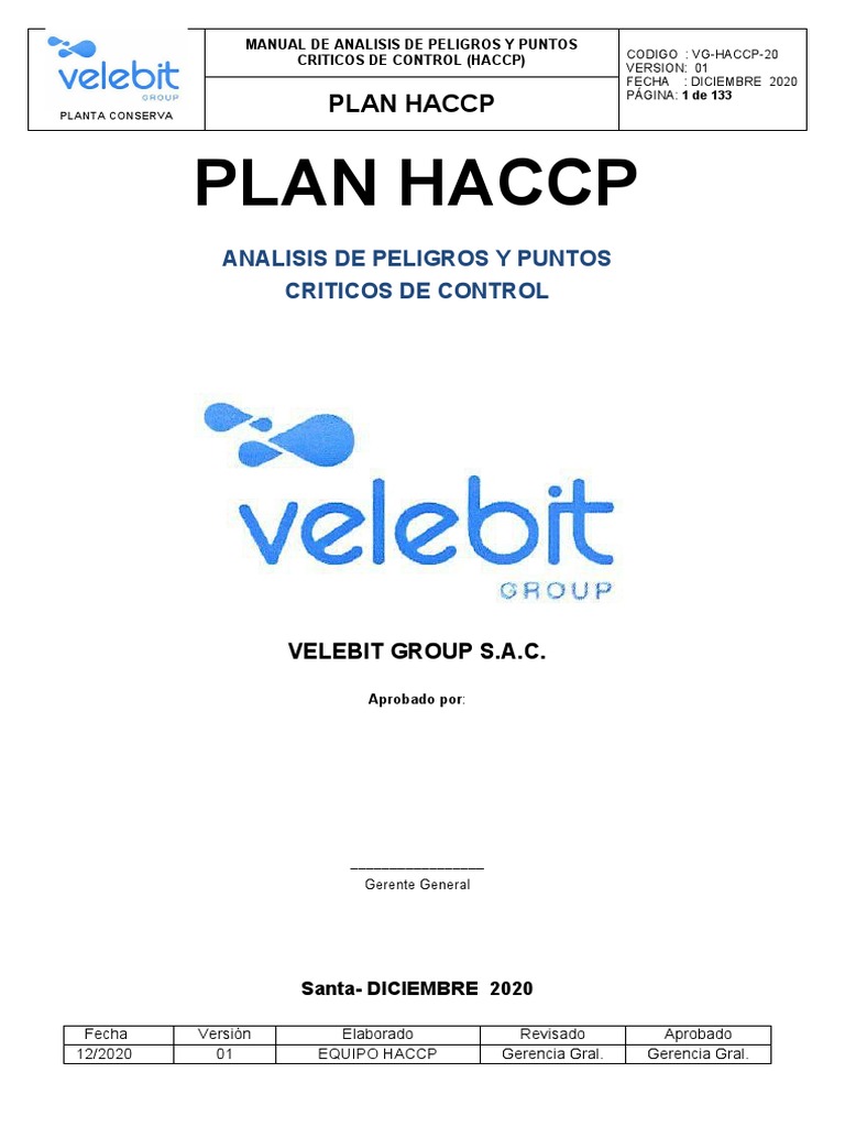 Manual Haccp 2020 | PDF | Análisis de Riesgo y Puntos Críticos de ...