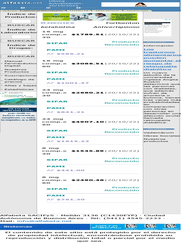 Meniex Precio | PDF | Epidemiología | Especialidades Medicas