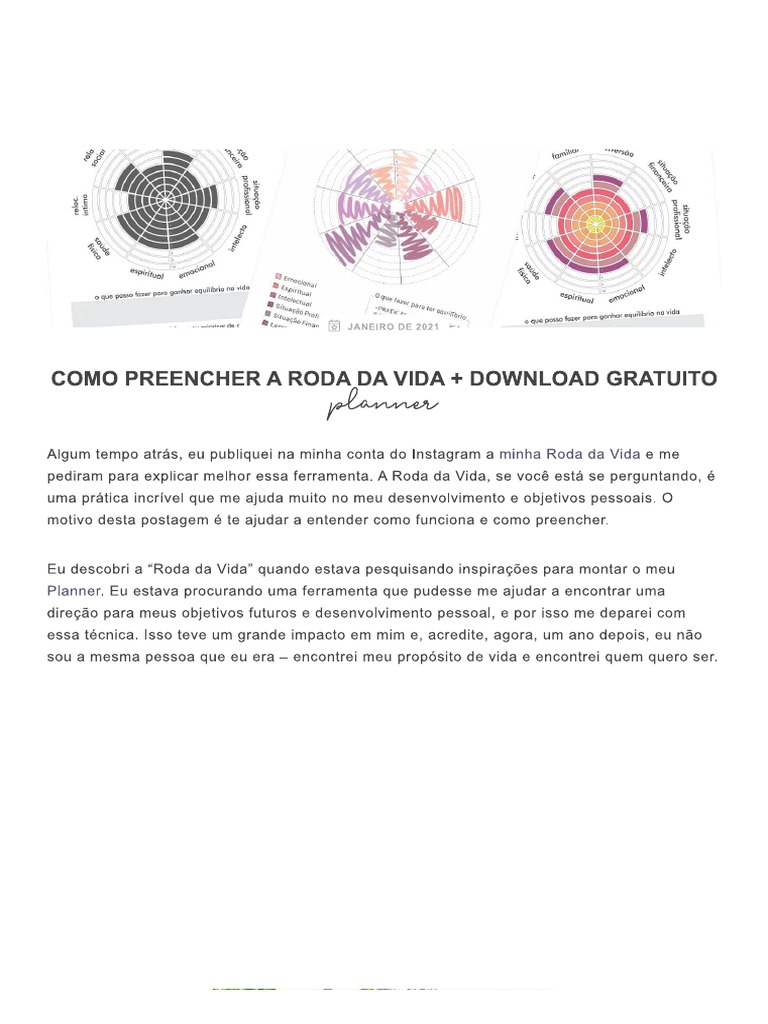 Como Preencher A Roda Da Vida + Downloa... o - Ufa, Tá Feito ...