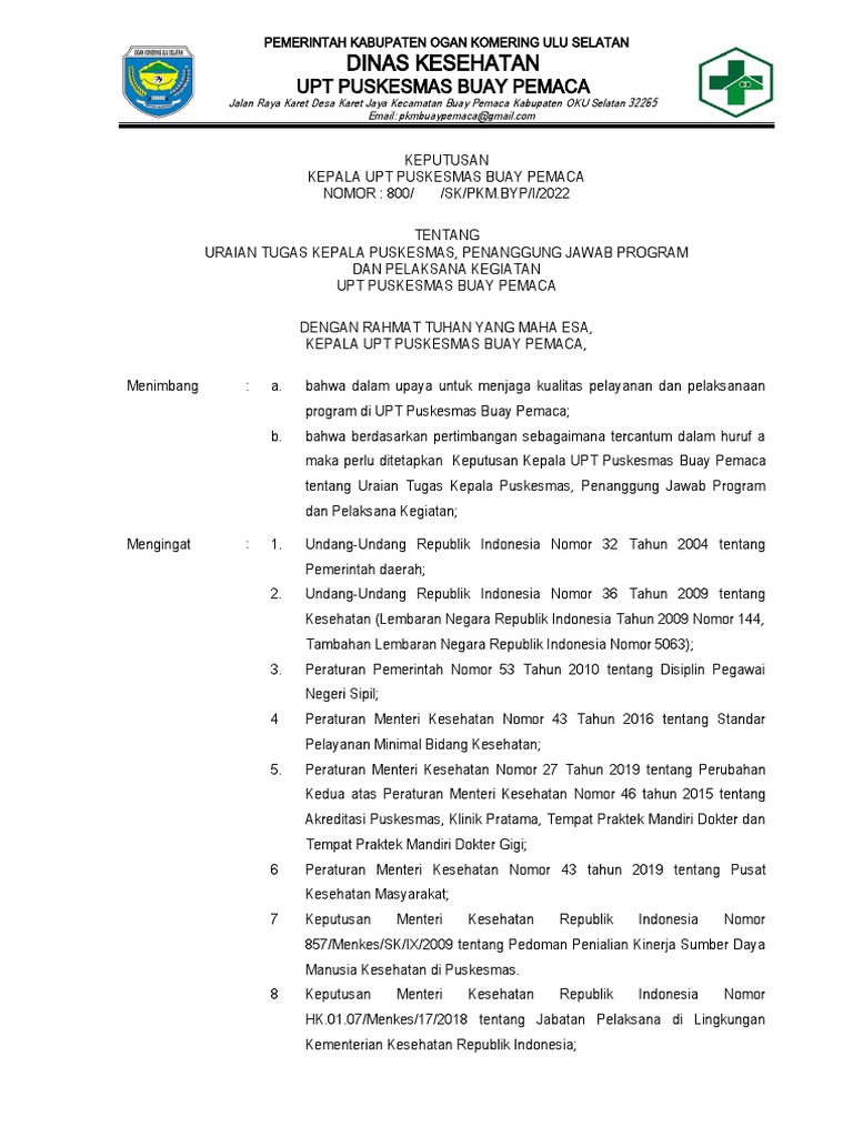 SK Uraian Tugas 2022 | PDF