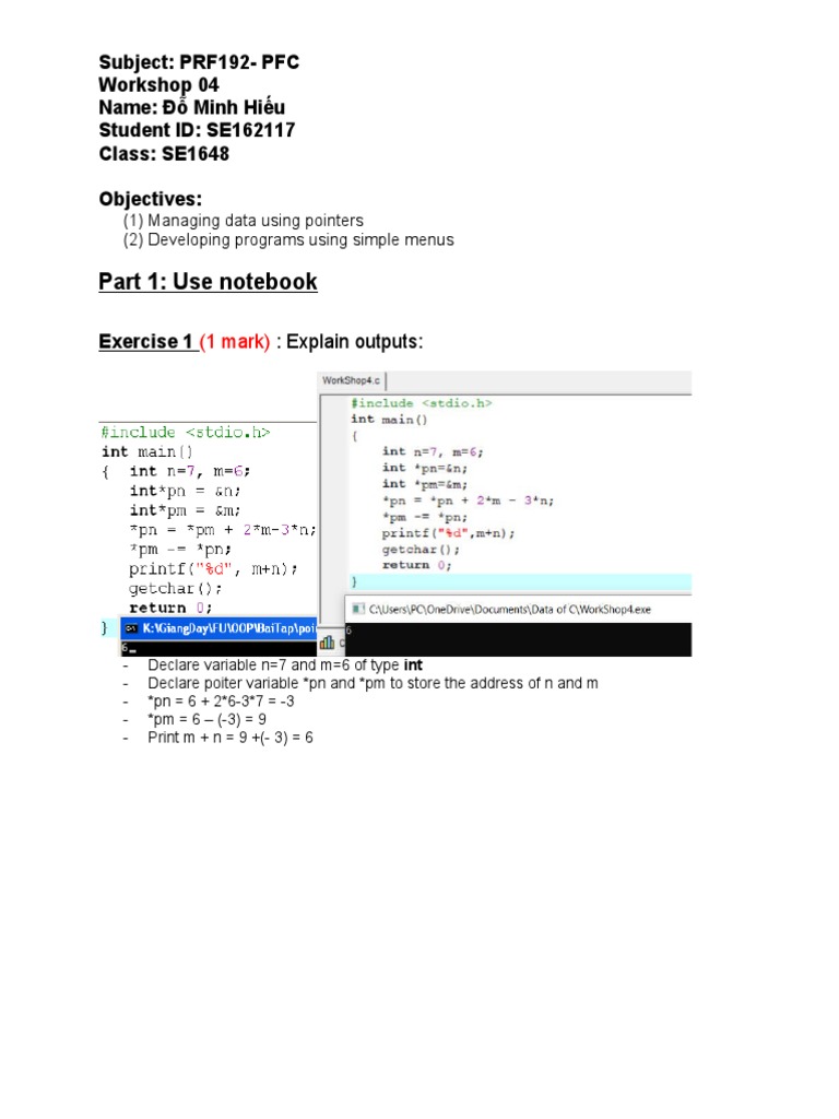 PFC Workshop04 2015 | Download Free PDF | Pointer (Computer Programming) | Computer Program
