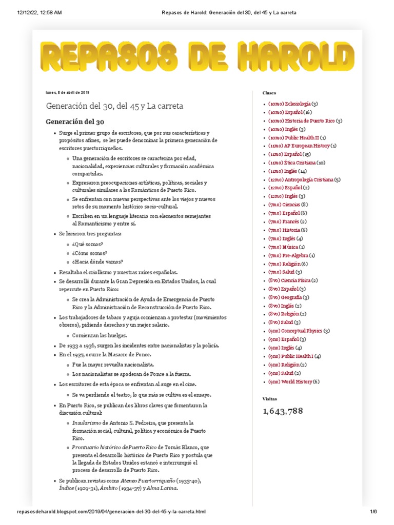 Repasos de Harold - Generación Del 30, Del 45 y La Carreta | PDF ...