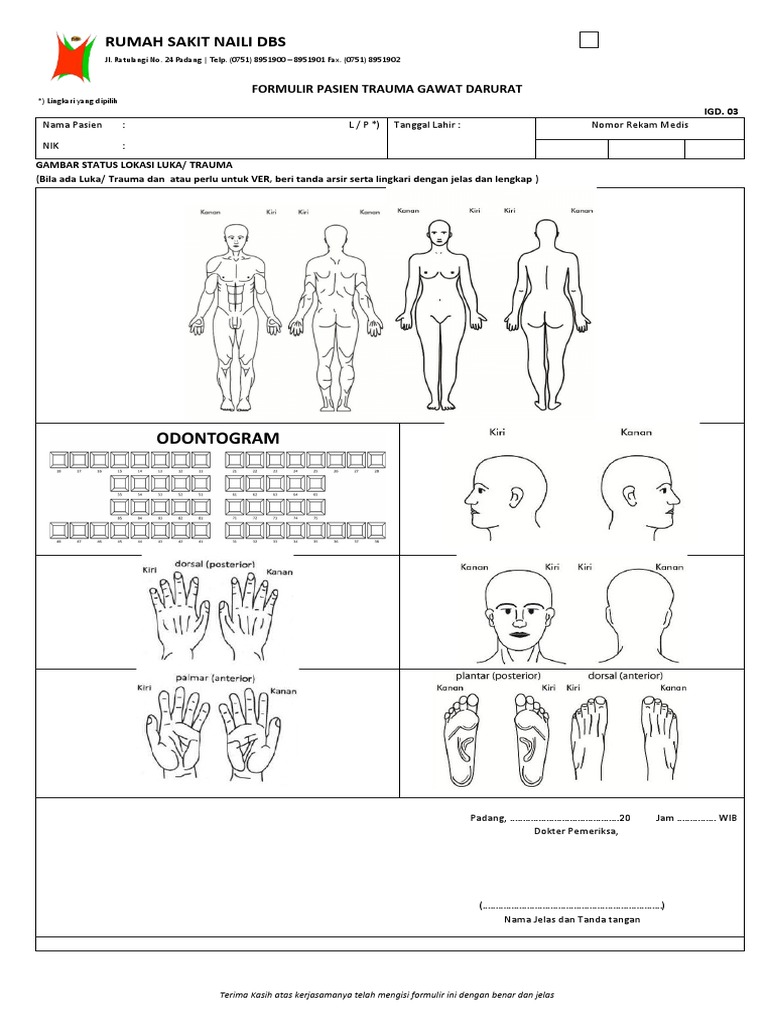 Rev 2 Igd03 Formulir Pasien Trauma Gawat Darurat | PDF