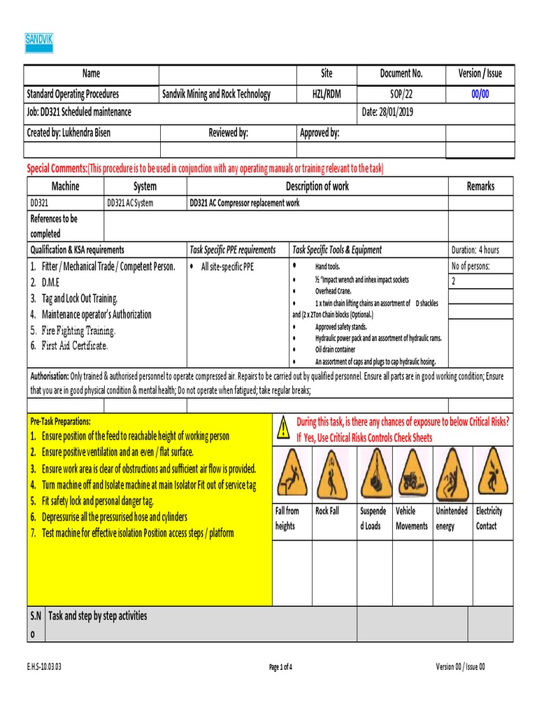 DD321 AC Compressor Maintenance SOP | PDF | Crane (Machine) | Capacitor