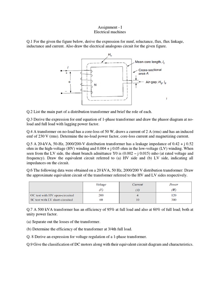 Electrical Machines Assignment Guide | PDF