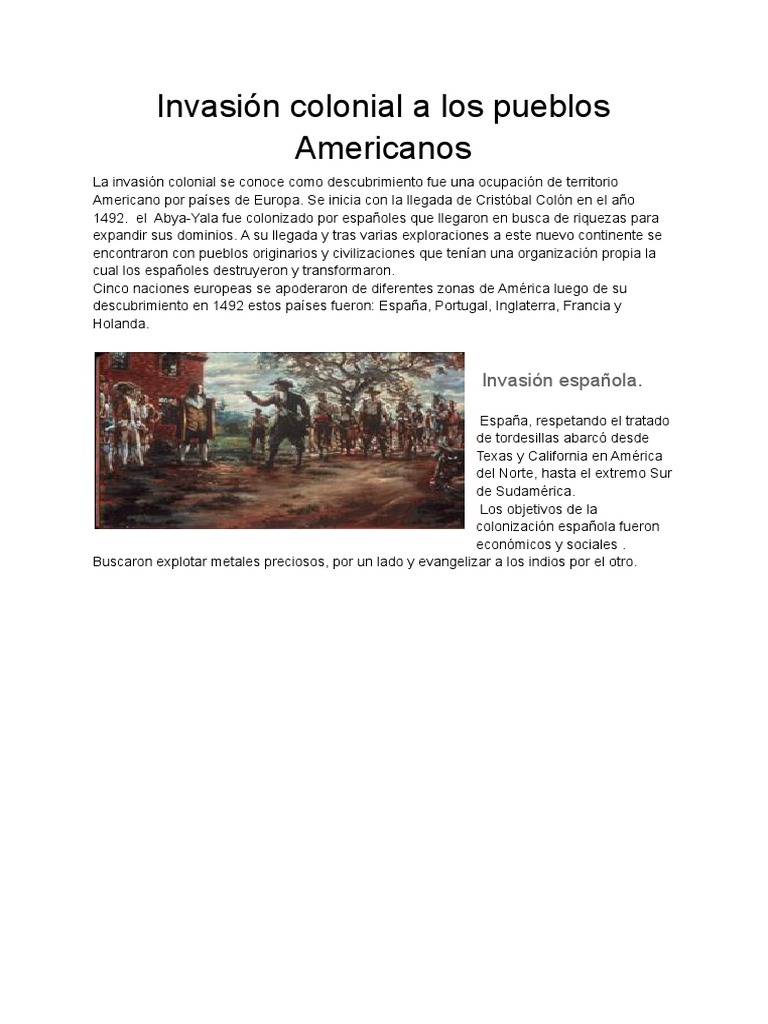 Invasión colonial en América: 1492 y más | PDF | Colonización europea ...
