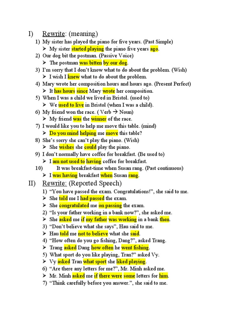 English Sentence Rewriting Guide | PDF