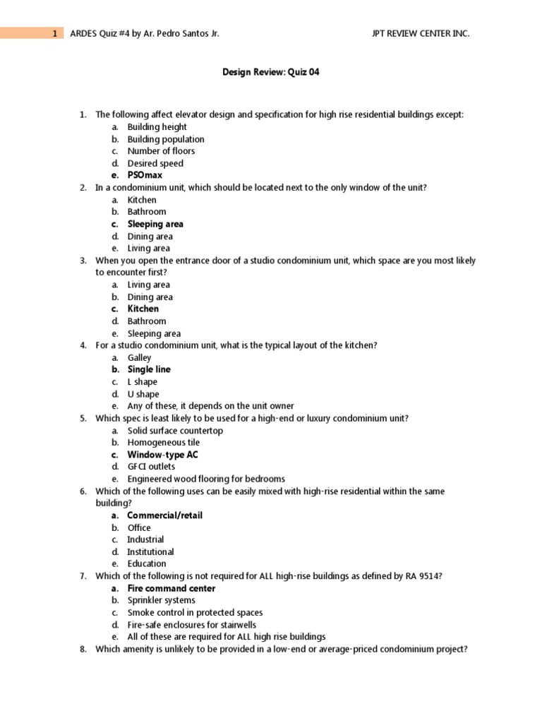 ARDES Quiz #4: High-Rise Design | PDF | Fire Sprinkler System ...