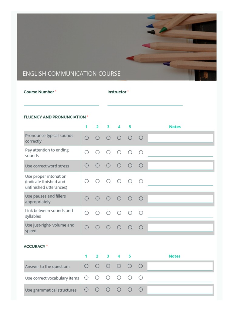 Language Course Evaluation Form | PDF
