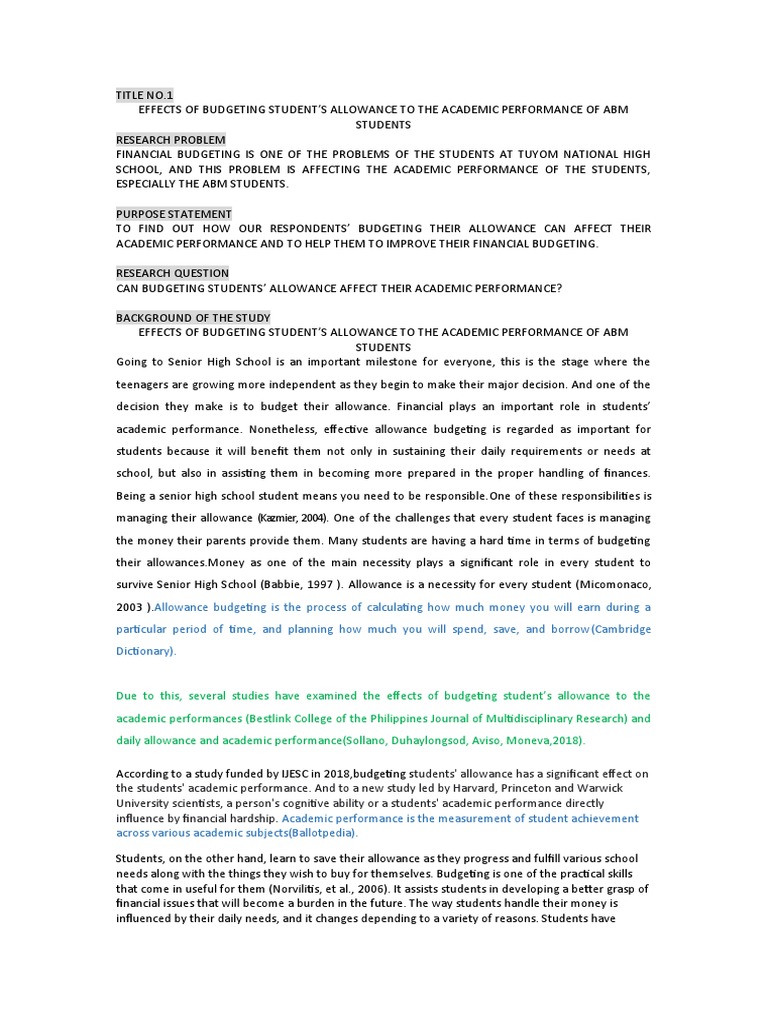 Budgeting Allowance and Academic Impact | PDF | Teachers | Educational ...