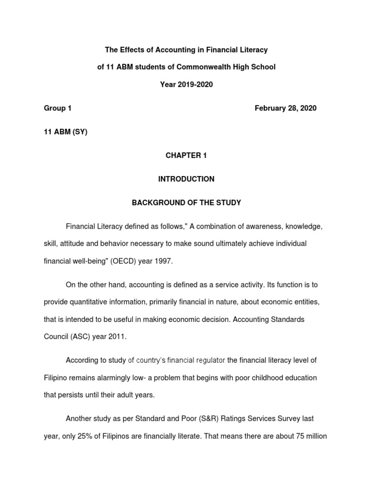 The Effects of Accounting in Financial Literacy of 11 ABM Students of ...