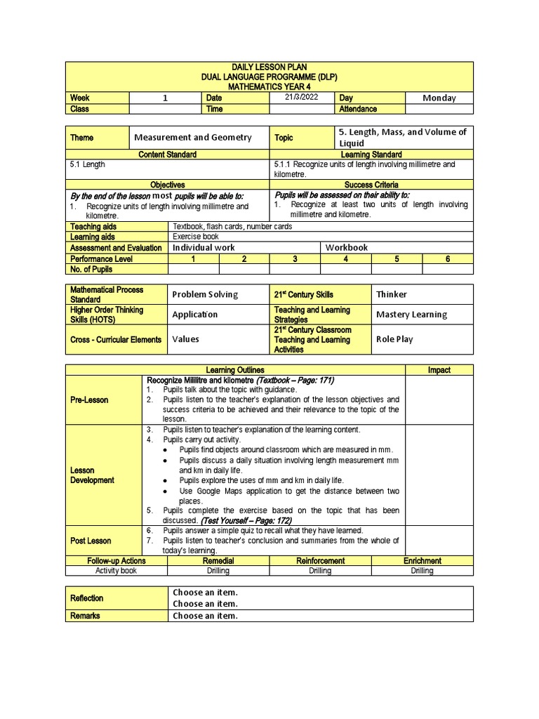 Length, Mass, and Volume of Liquid | PDF | Teaching Method | Lesson Plan