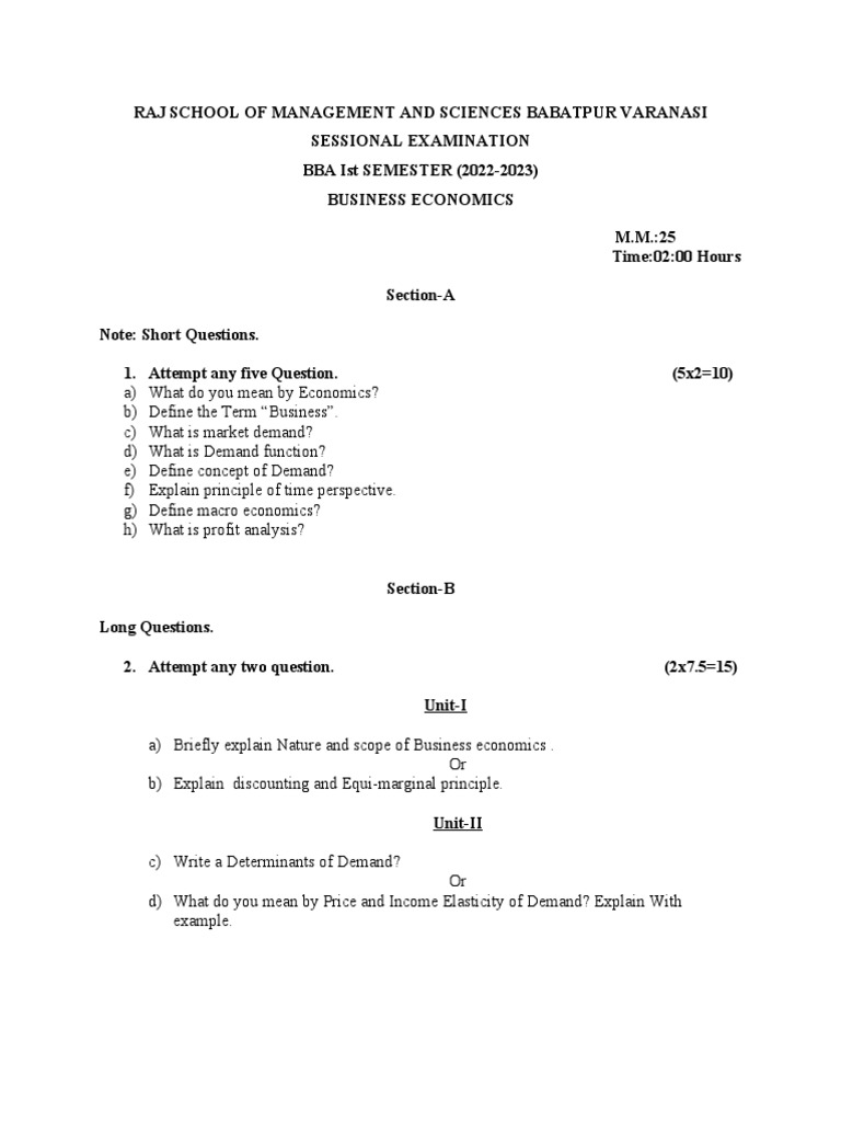 BBA 1st Sem Business Economics | PDF