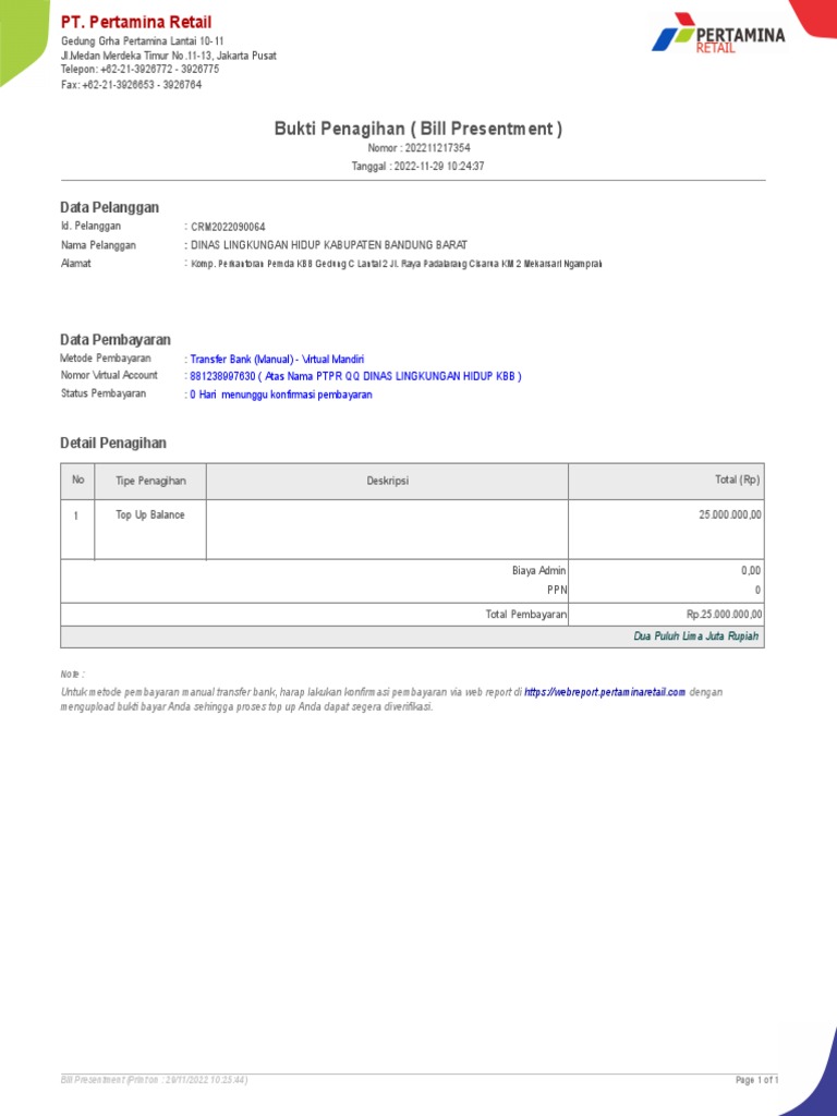 Bukti Penagihan (Bill Presentment) : Data Pelanggan | PDF
