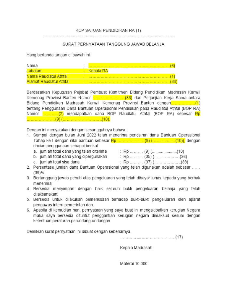 Format Dan Cara Pengisian SPTJB 2022 2 NEW | PDF