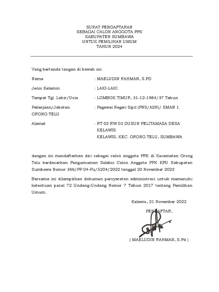 Surat Pendaftaran 6745ahU1piGlLGM | PDF