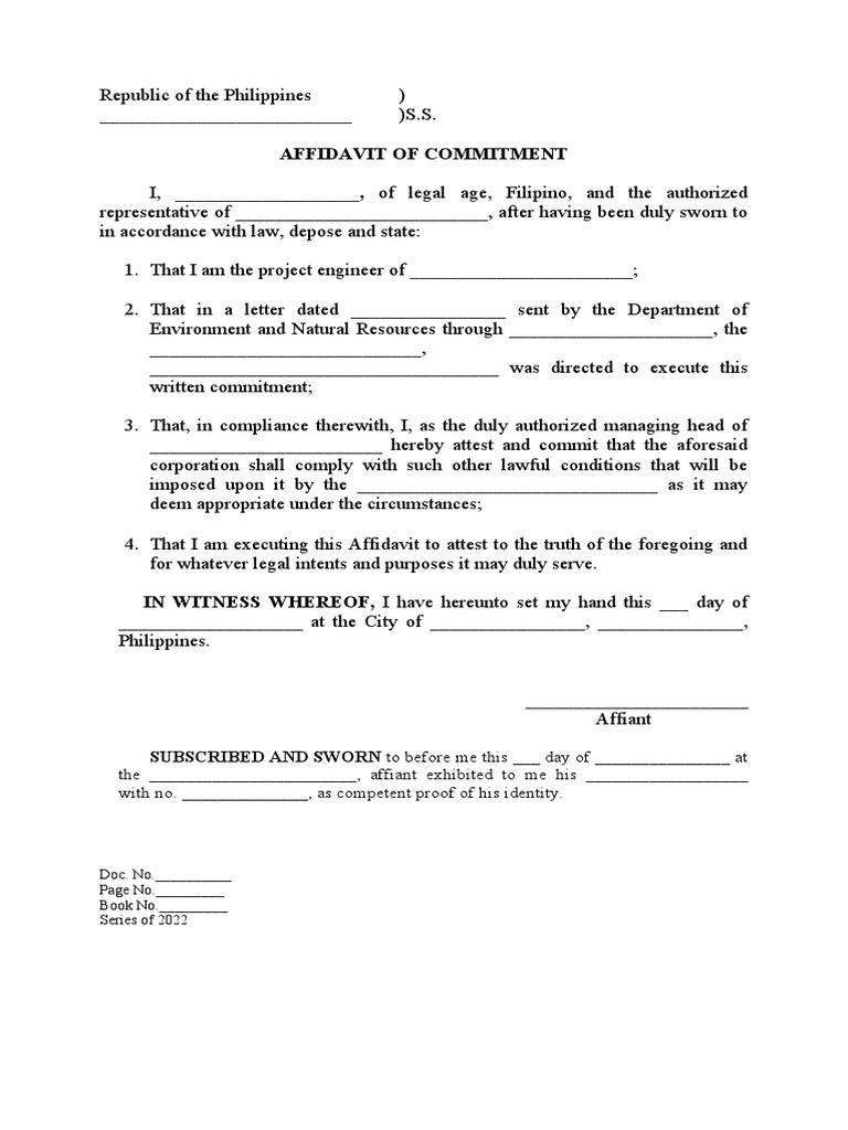 Affidavit Of Commitment Pdf