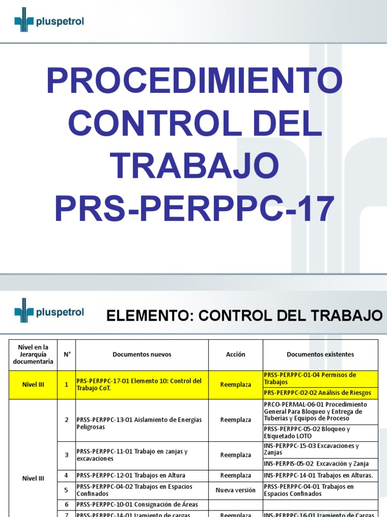 Procedimiento Control Del Trabajo | PDF | Evaluación | Planificación