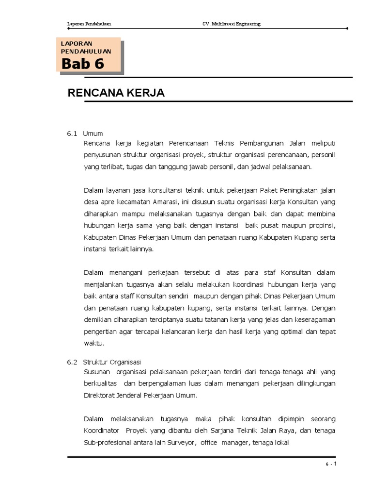 Bab6 - Rencana Kerja | PDF