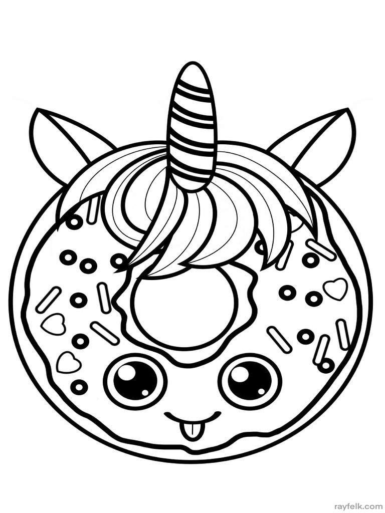 24 Unicorn Donut Coloring Pages | PDF