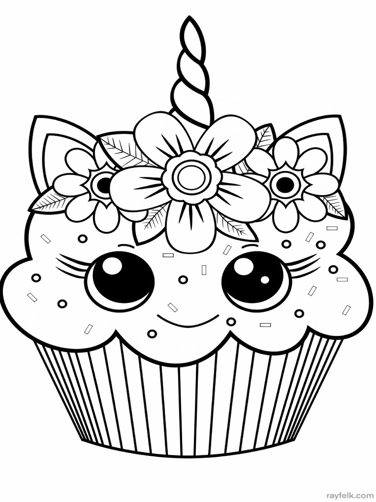 25 Unicorn Cupcake Coloring Pages | PDF