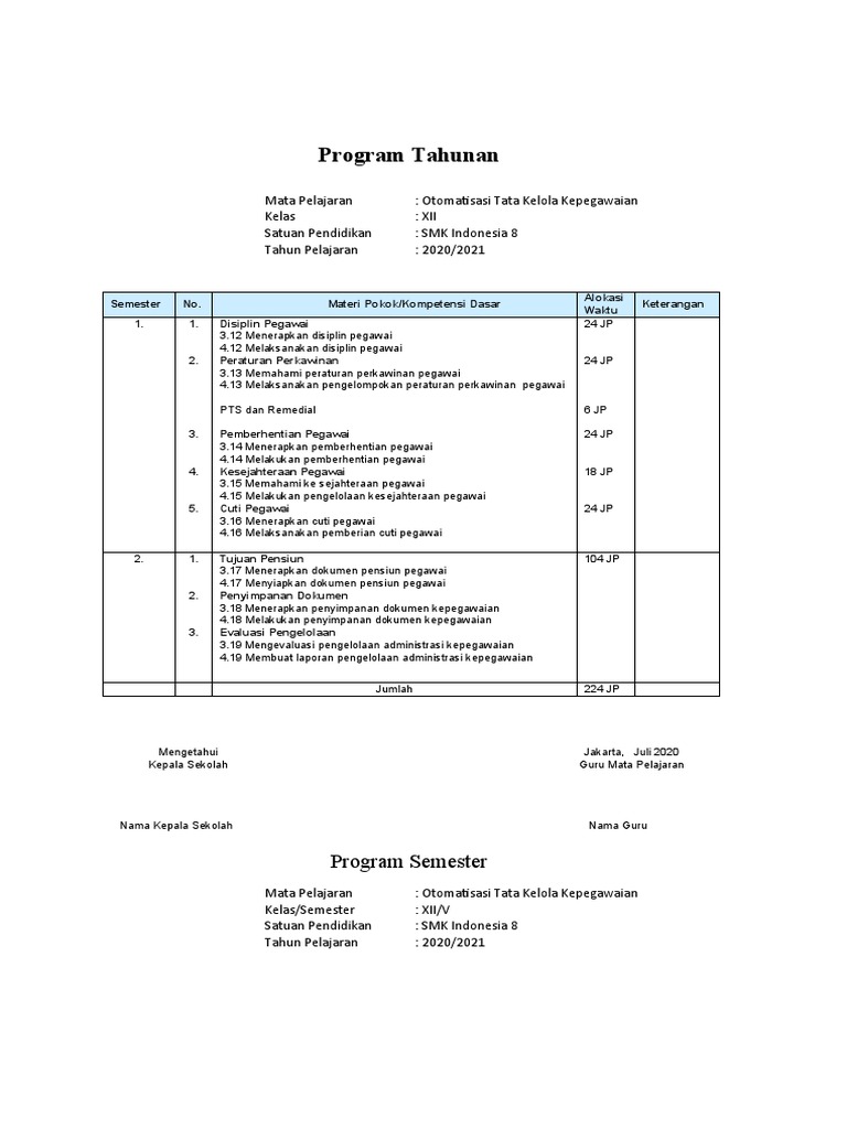 003 Prota Dan Prosem | PDF