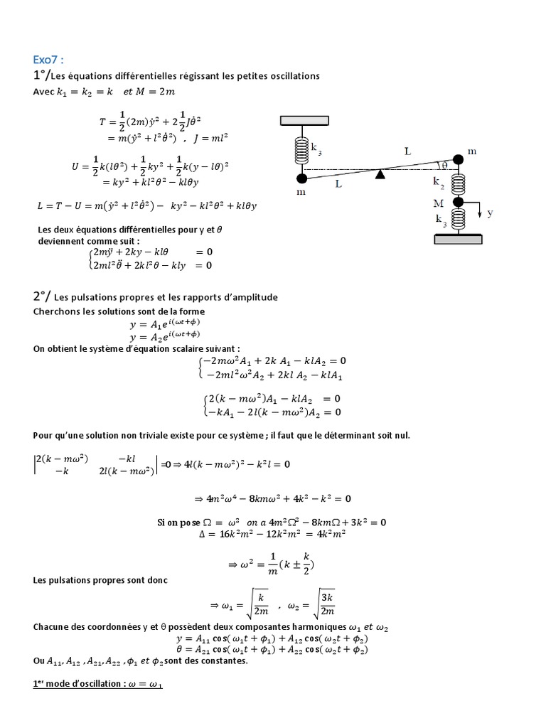 Oscillations et Pulsations Propres | PDF | Équations | Mode normal
