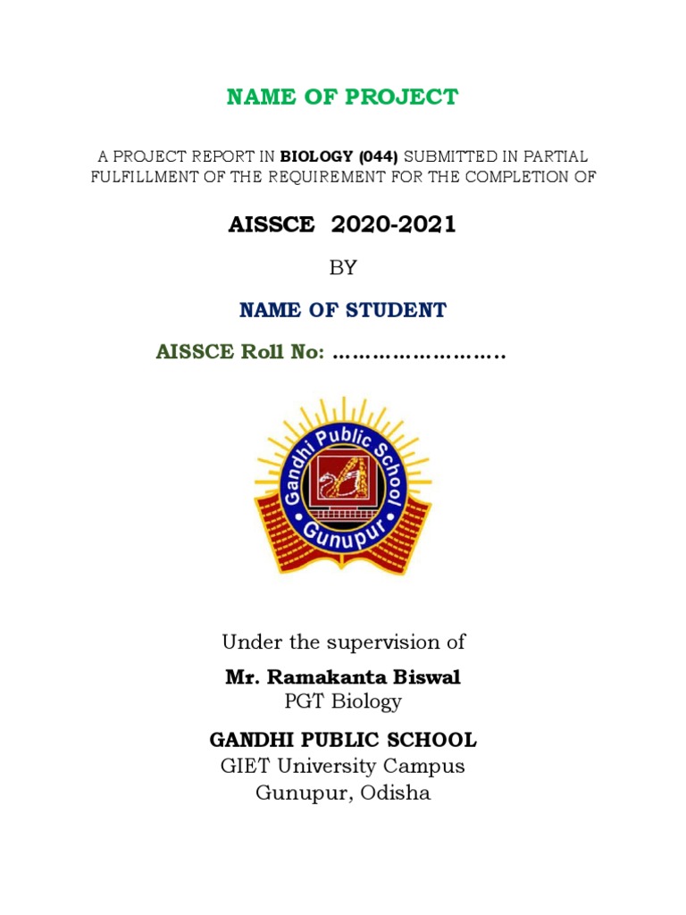 Front Page For Bio Project Cbsebiology4u | PDF