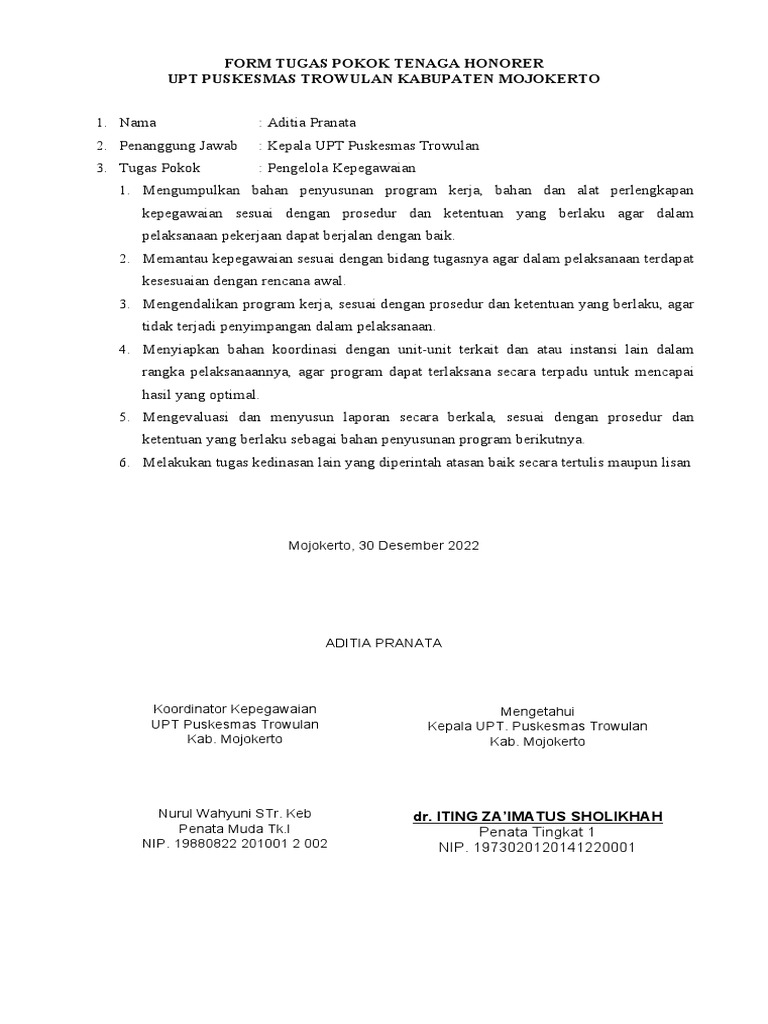 Tupoksi Honorer | PDF