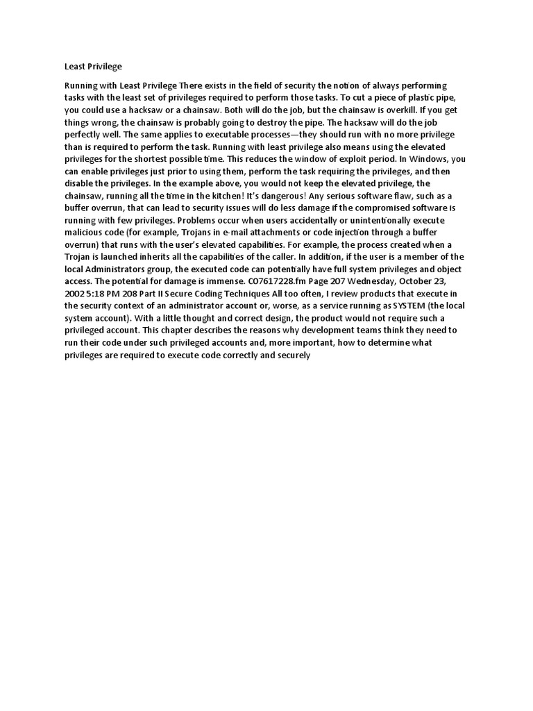 Least Privilege | PDF