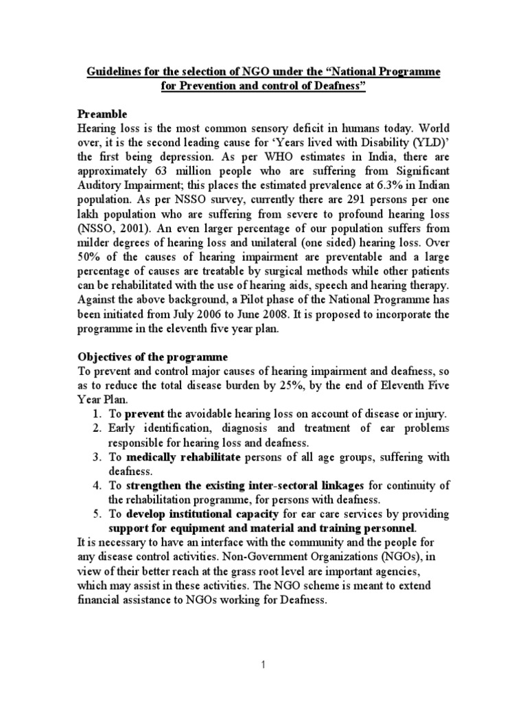 NPPCD NGO Selection Guidelines | PDF | Hearing Loss | Non Governmental ...