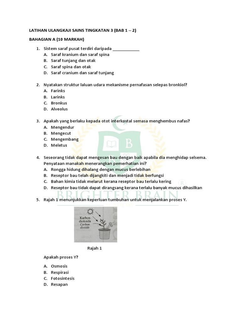 Latihan Ulangkaji Sains f3 - Bab 1,2 | PDF