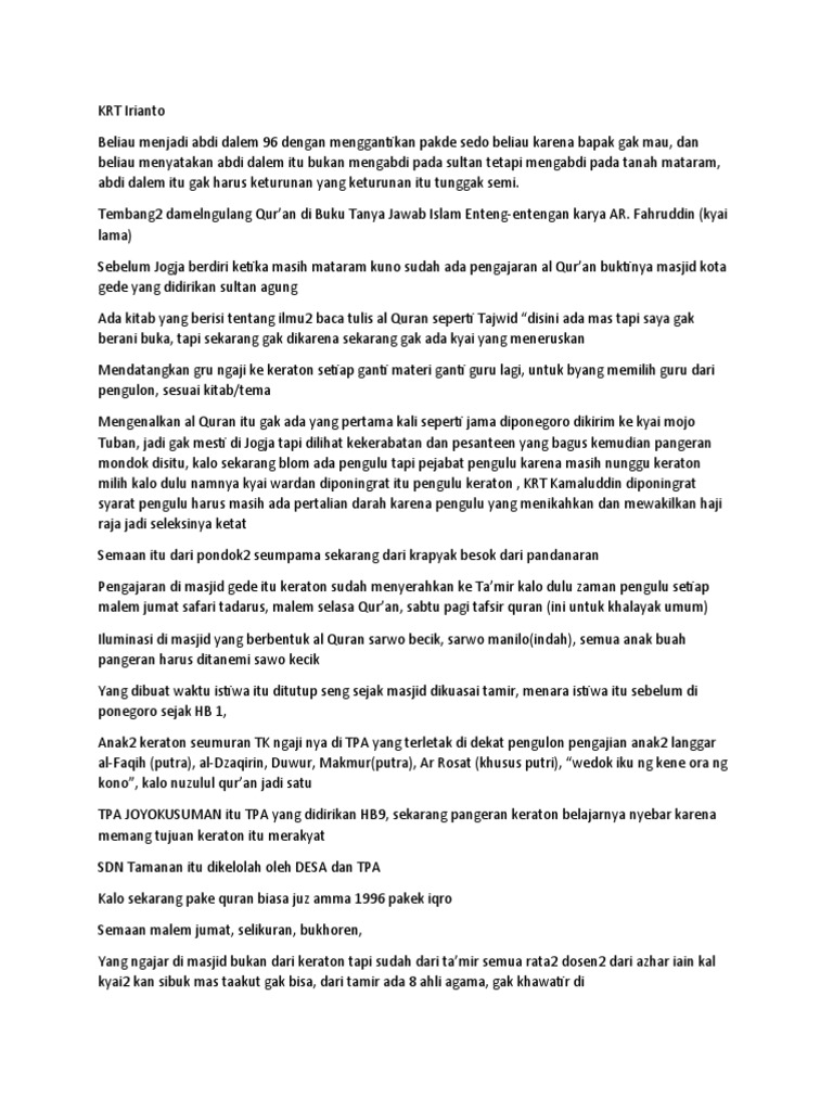 KRT Irianto | PDF