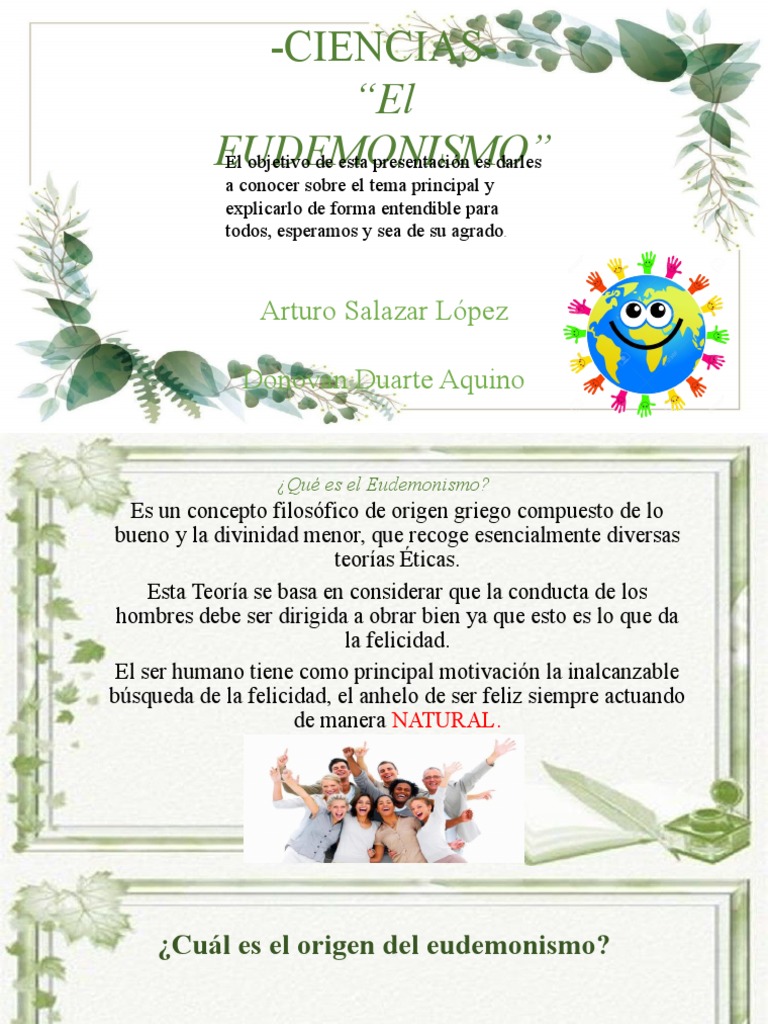 Eudemonismo Proyecto | PDF | Movimientos filosóficos | Etica Aplicada