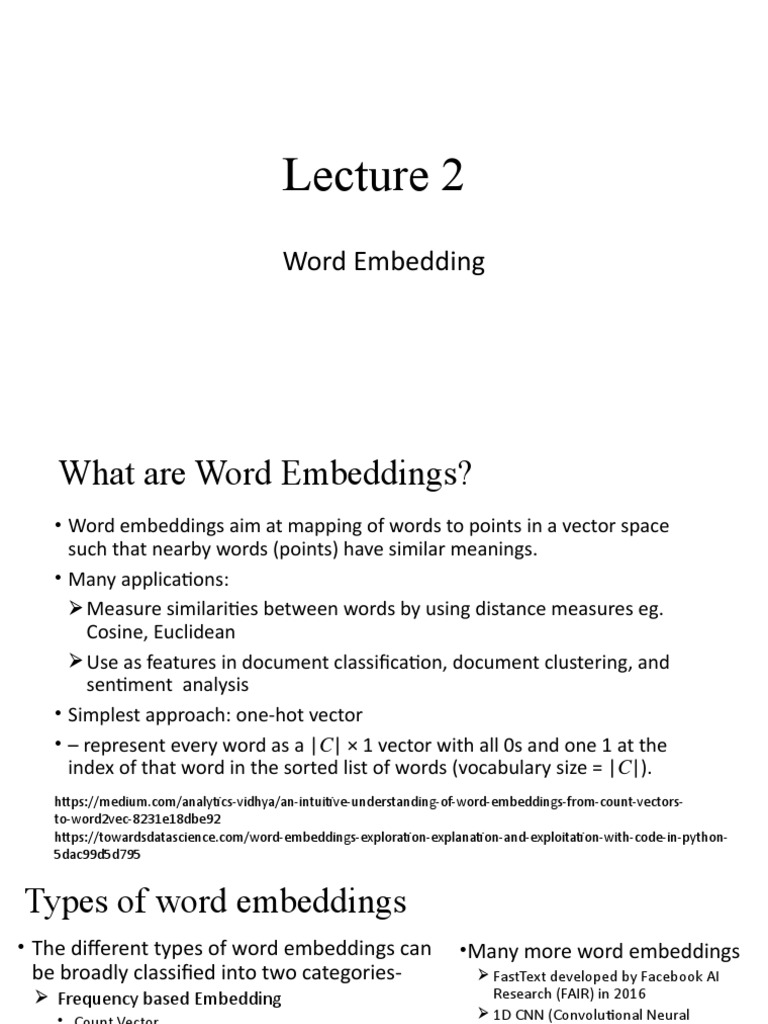 Lecture 2 - Word Emedding | PDF | Matrix (Mathematics) | Glove
