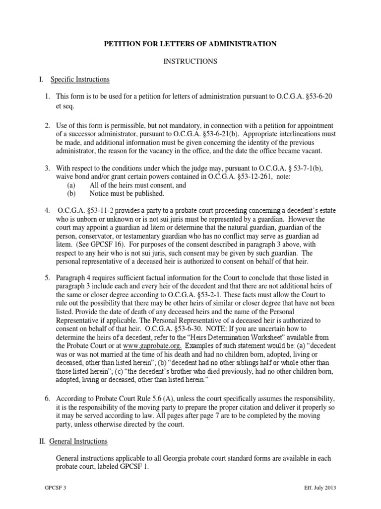 Form 3 Petition For Permanent Letters of Administration | PDF | Probate ...