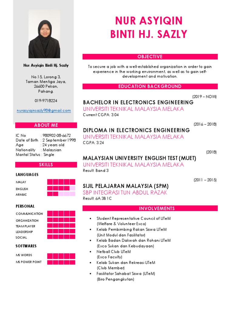 Resume Nur Asyiqin | PDF | Asia | Southeast Asia