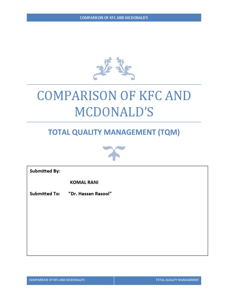 TQM Report | PDF | Mc Donald's | Fast Food Restaurants